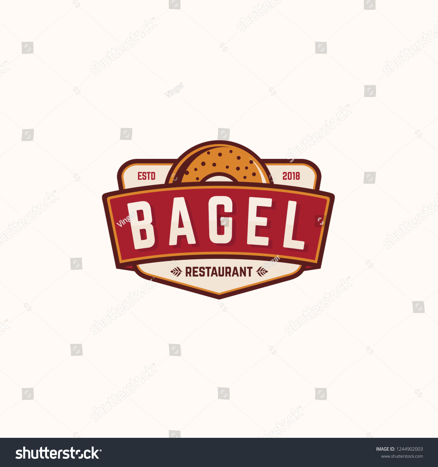 Bagel Restaurant Logo Vector Illustrator Template Stock Vector (Royalty ...