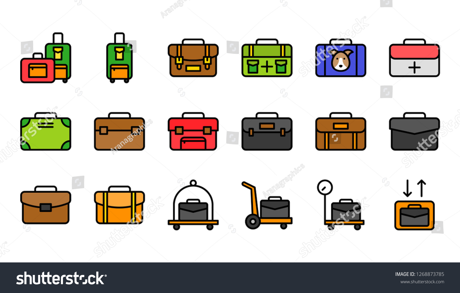 Baggage Icon Set Filled Design Editable Stock Vector (Royalty Free ...