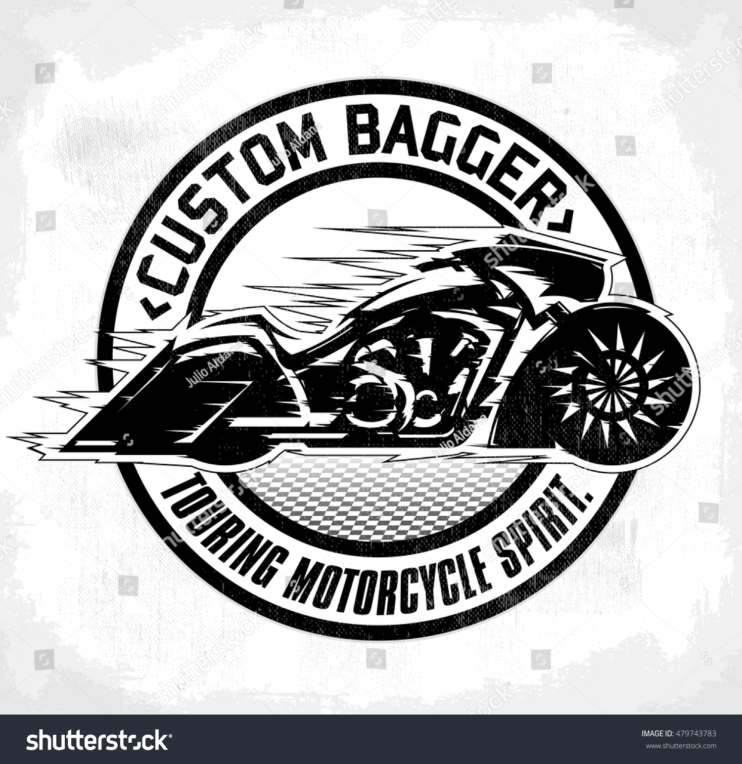 Vektor Stok Bagger Custom Motorcycle Circular Badge Vector (Tanpa ...