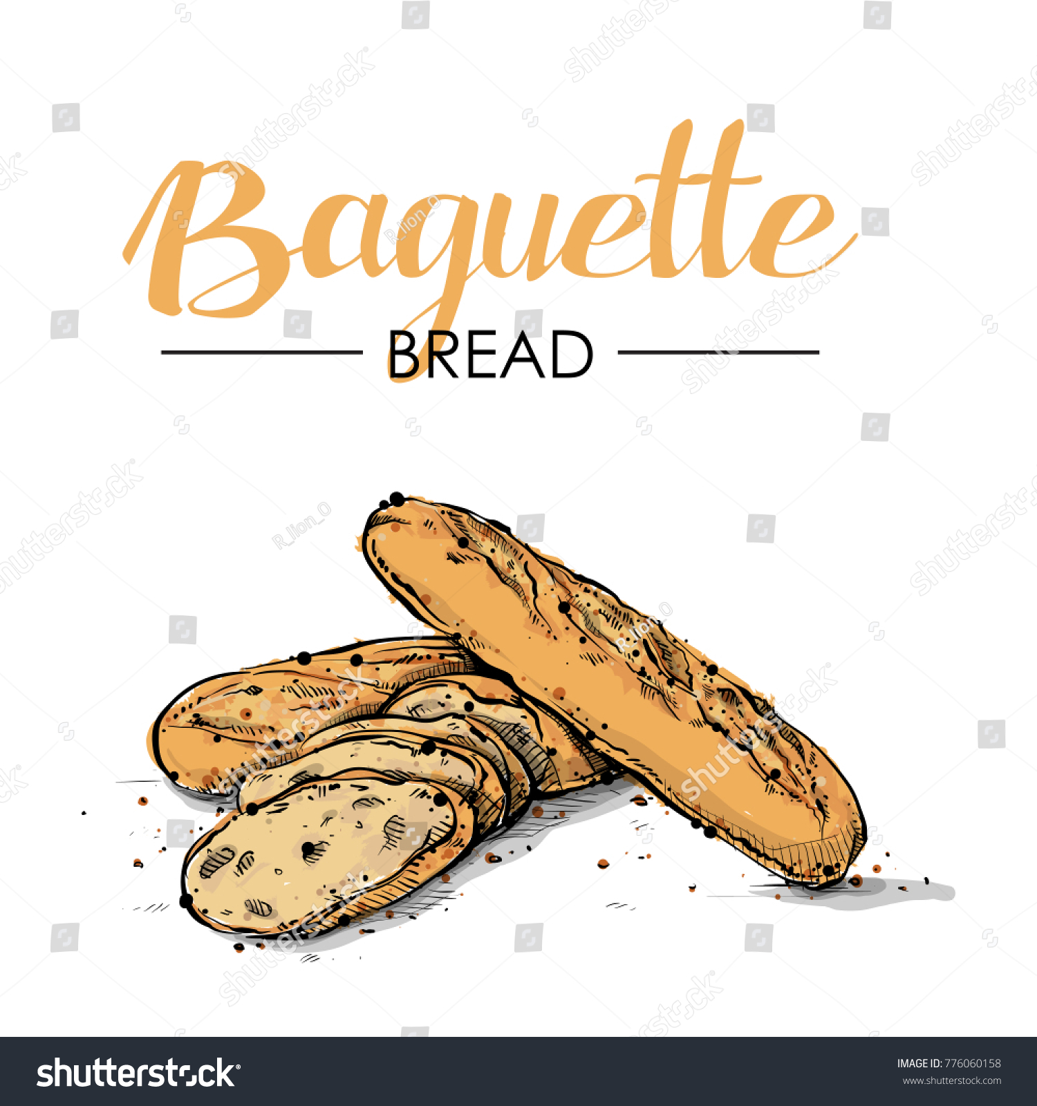 Baguette Bread Drawing Sketch Style Vector Stock Vector (Royalty Free ...
