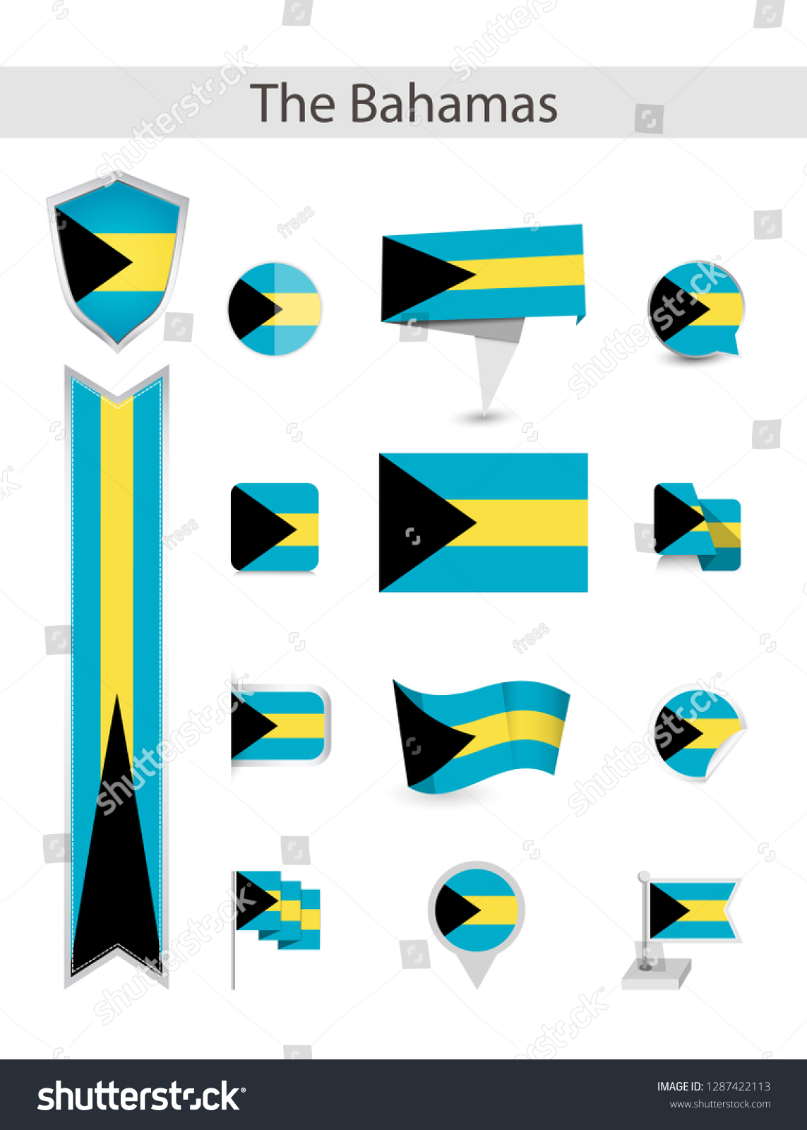 Bahamas Flat Flag Collection Flat Flags Stock Vector (Royalty Free ...