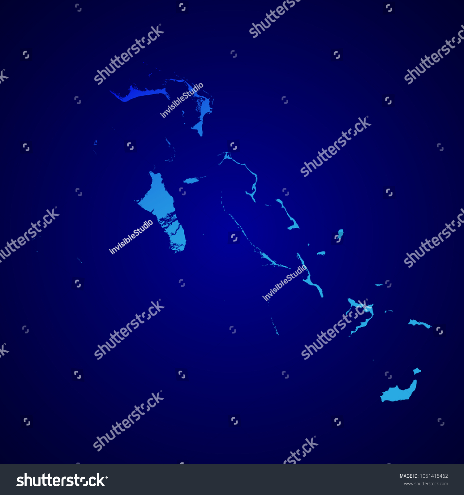 Bahamas Map Blue Color Stock Vector (Royalty Free) 1051415462