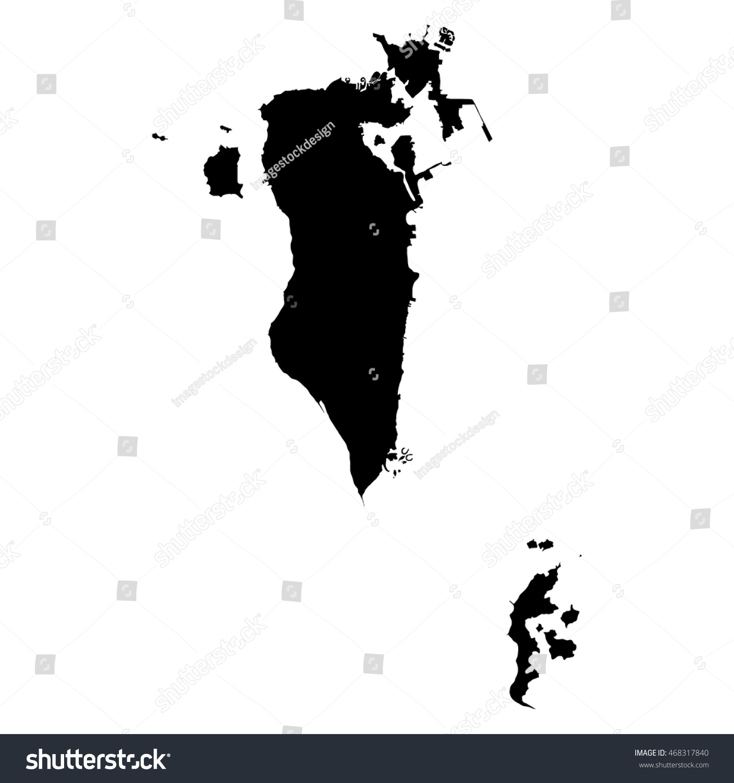 Bahrain Black Map On White Background Stock Vector (Royalty Free) 468317840