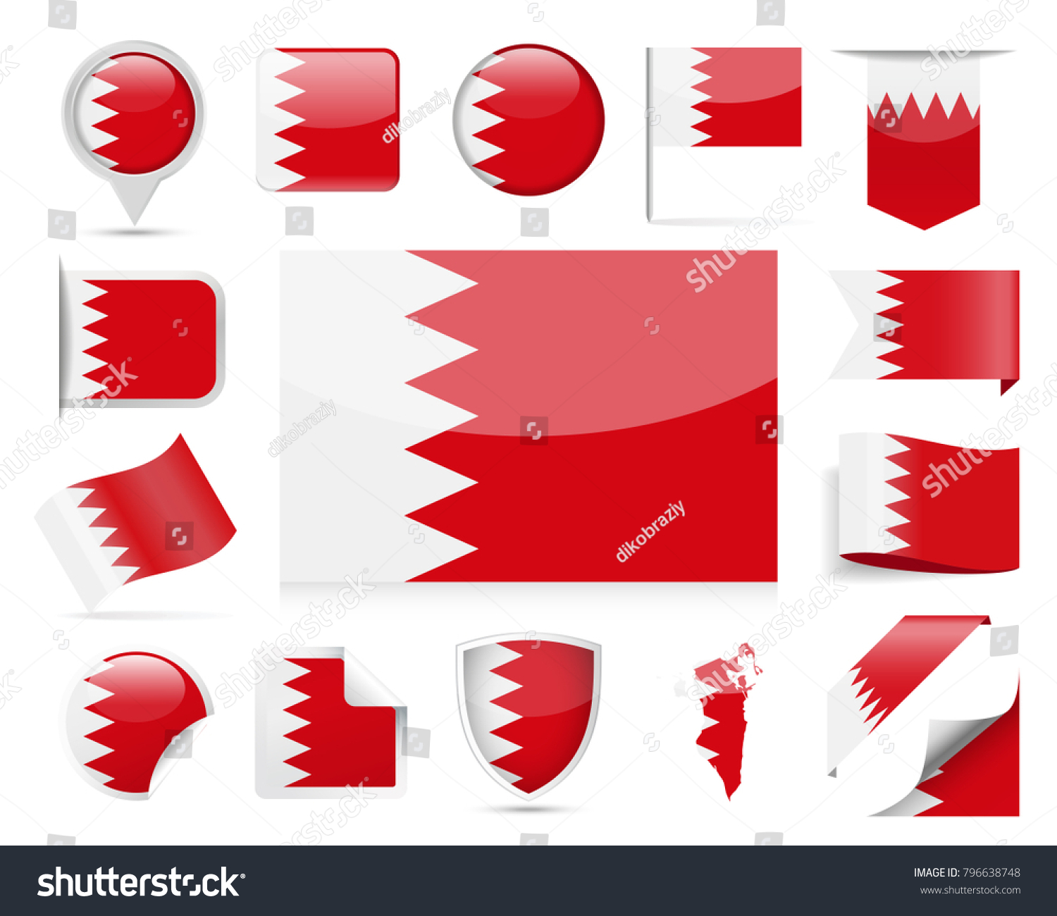 Bahrain Flag Set Vector Illustration Stock Vector (Royalty Free ...