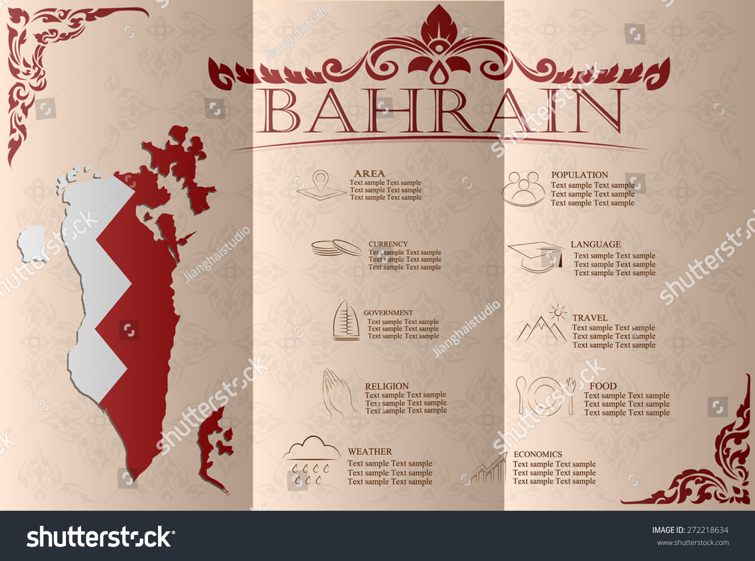 Bahrain Infographics Statistical Data Sights Vector Stock Vector ...