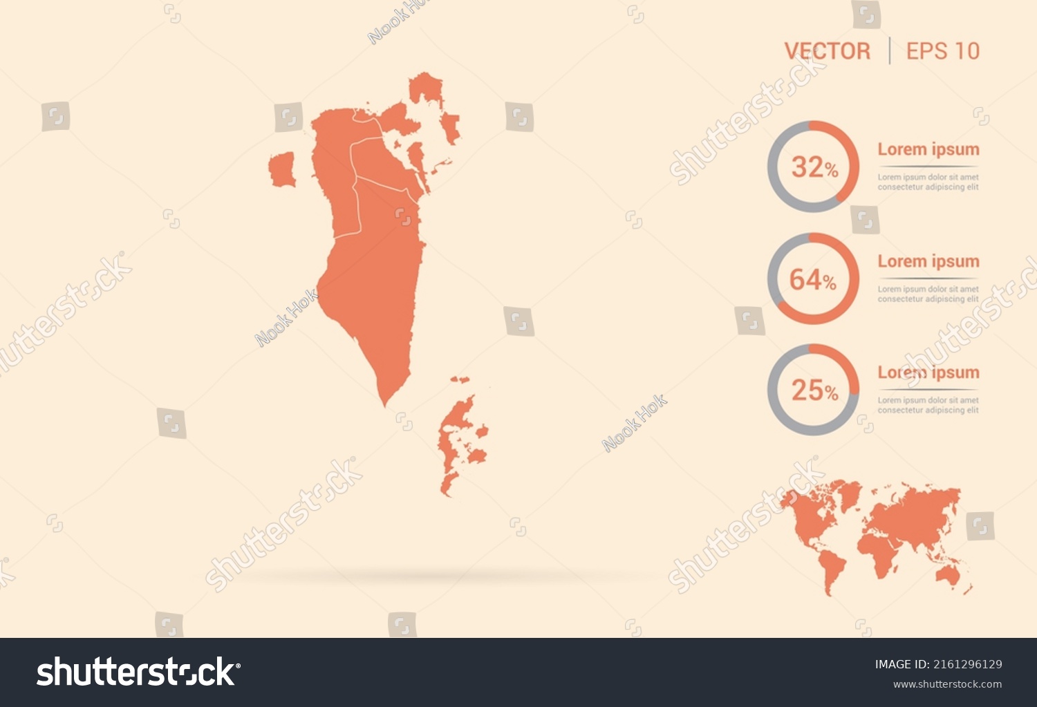 Bahrain Map Orange Abstract Infographic Vector Stock Vector (Royalty ...