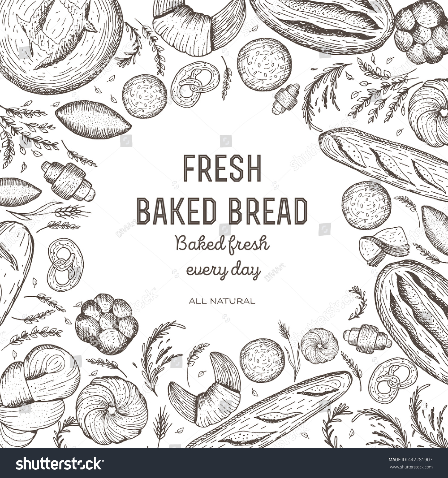 Bakery Bread Frame Bread Design Template: Stock-Vektorgrafik ...