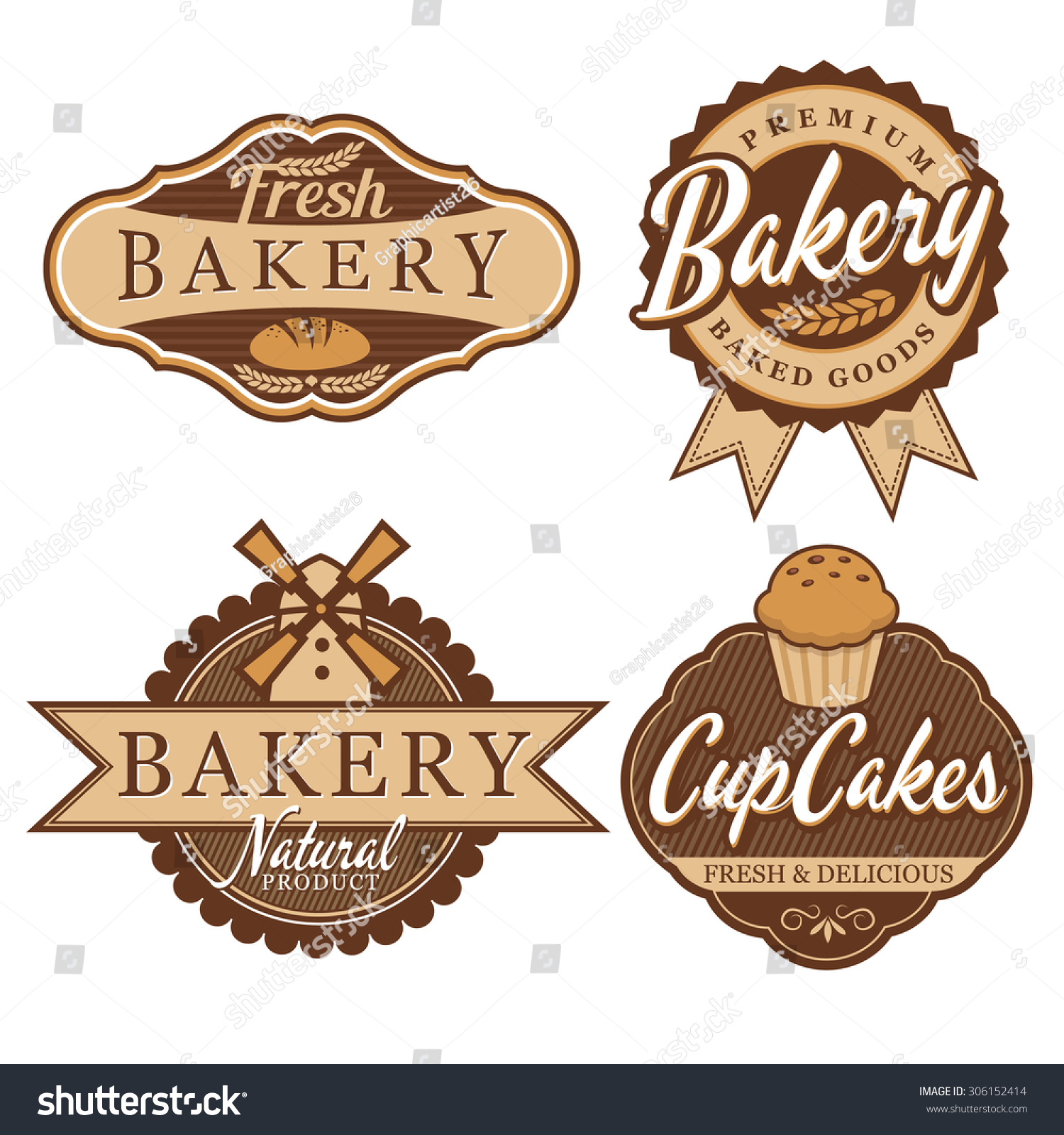 Bakery Badge Labels Stock Vector (Royalty Free) 306152414