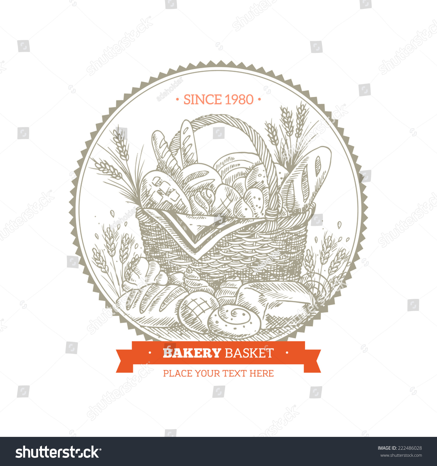 Bakery Basket Round Template Stock Vector (Royalty Free) 222486028 ...