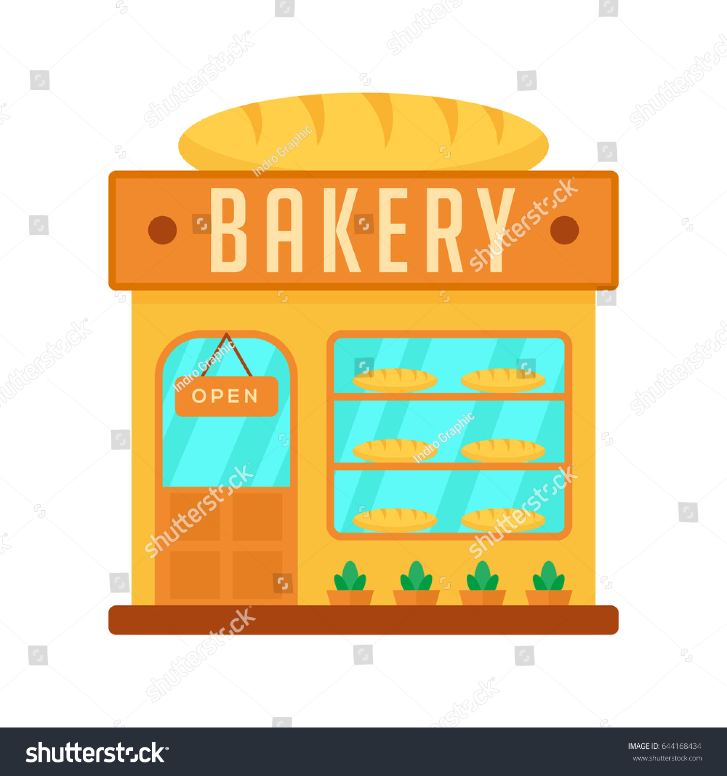 Bakery Building Icon Flat Design Vector Stock Vector (Royalty Free ...
