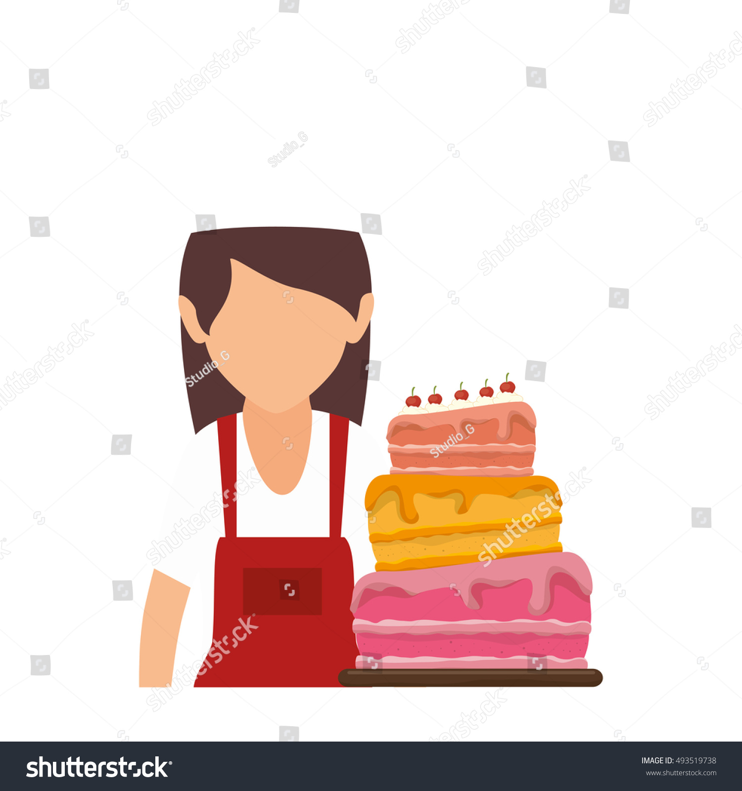 Bakery Chef Cake Stock Vector (Royalty Free) 493519738