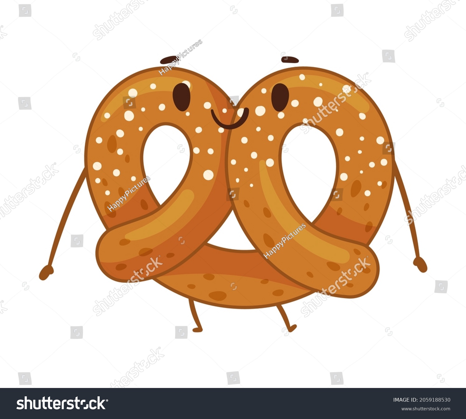 Bakery Food Cartoon Character Cute Pretzel Stock Vector Royalty Free 2059188530