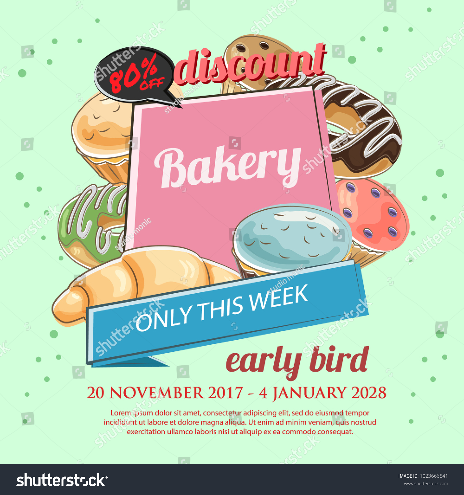 Bakery Promo Poster Stock Vector (Royalty Free) 1023666541 | Shutterstock