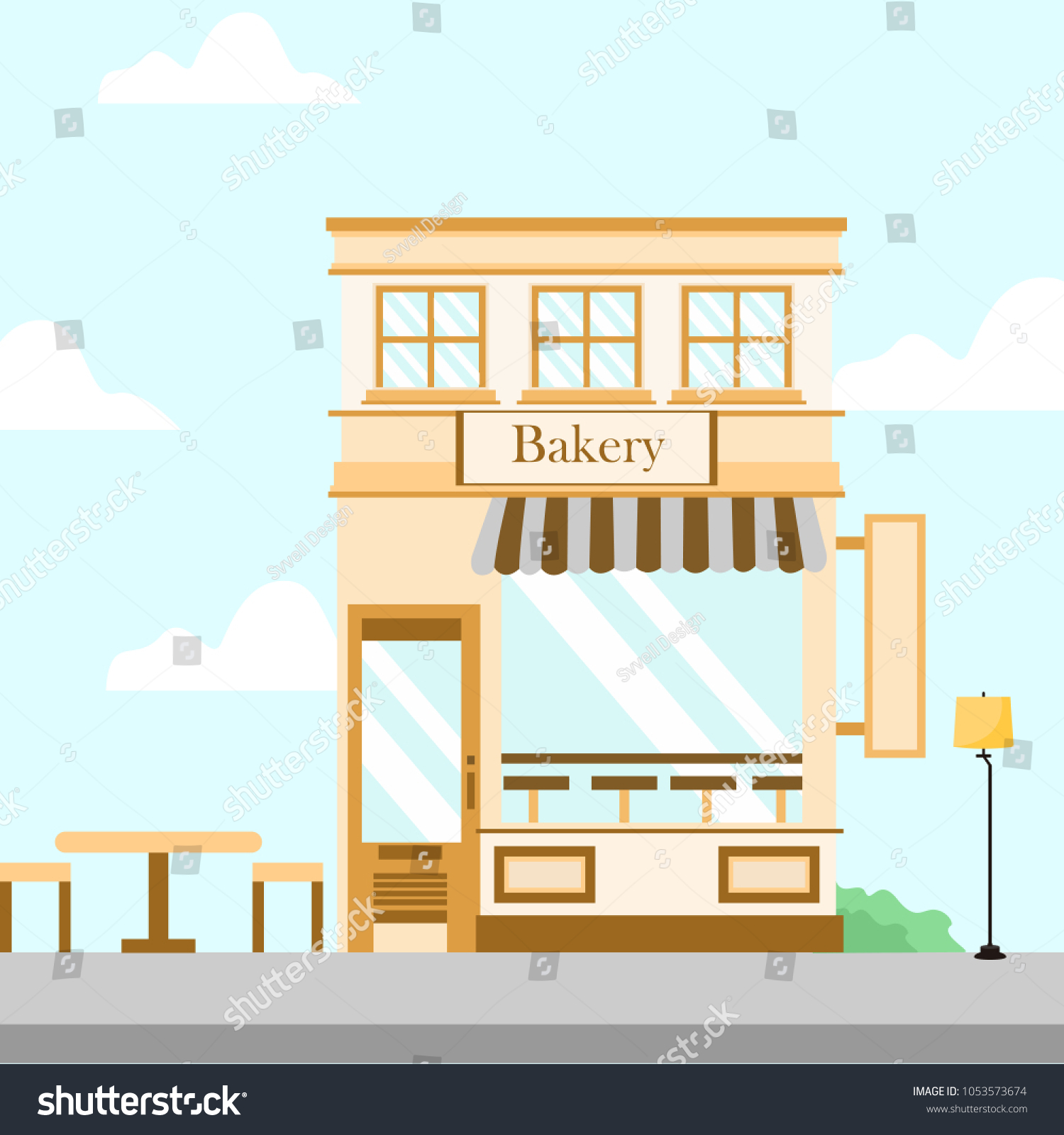 Bakery Store Front Building Background Illustration Stock Vector ...