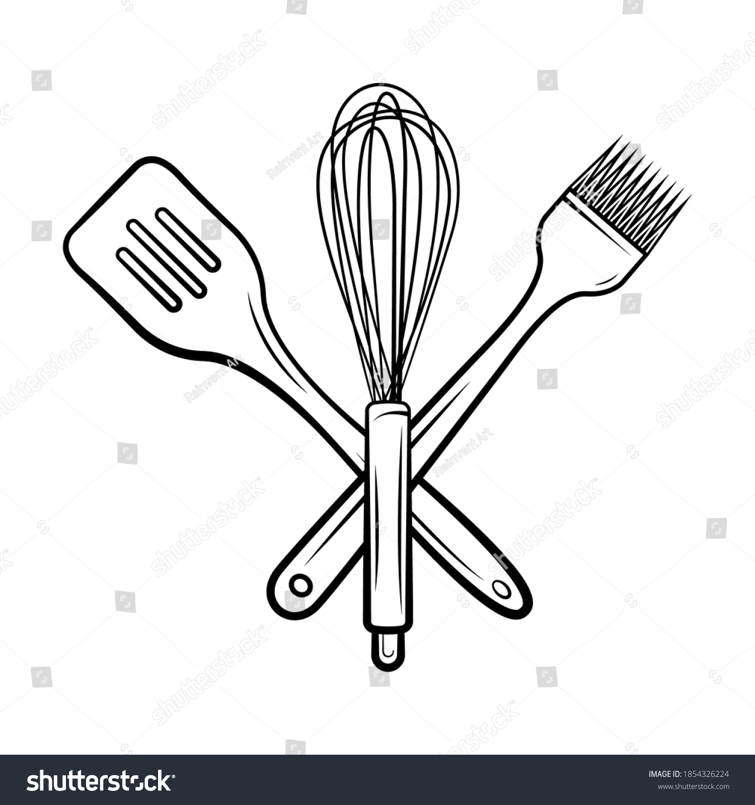 Baking Utensils Outline Printable Vector Illustration Stock Vector ...