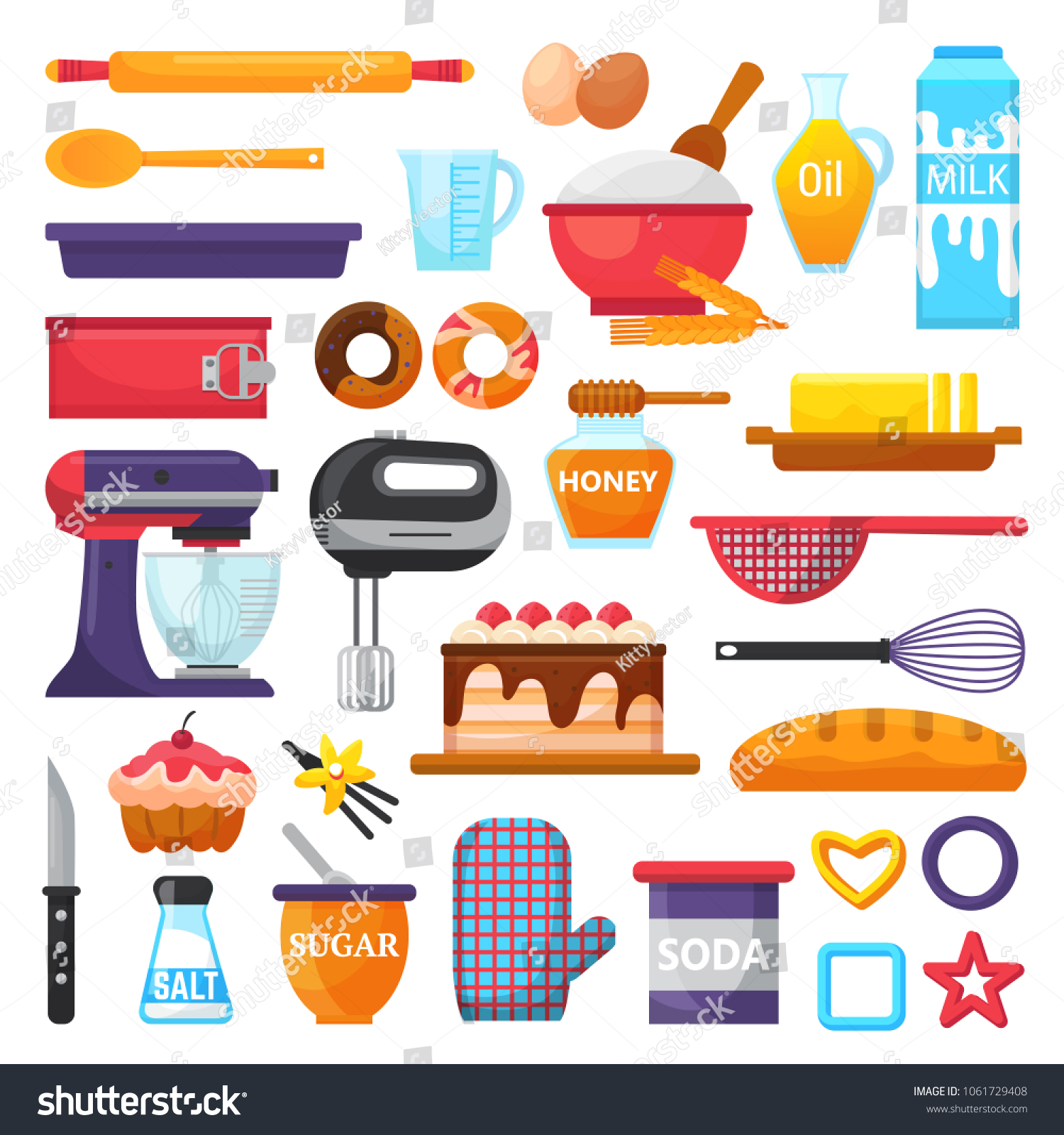 Baking Vector Kitchenware Food Bakery Ingredients Stock Vector (Royalty ... Baking Vector Kitchenware Food Bakery Ingredients Stock Vector (Royalty ...