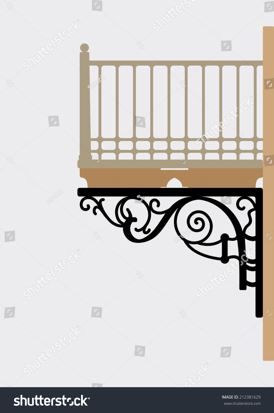 Balcony Forged Bracket Vector Silhouette Side Stock Vector 212381629 ...