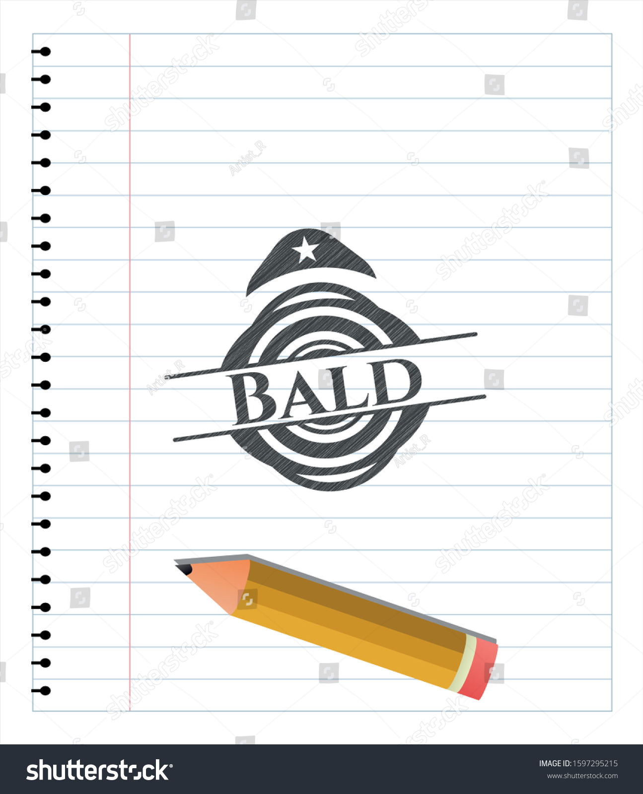 Bald Emblem Pencil Effect Vector Illustration: vector de stock (libre ... Bald Emblem Pencil Effect Vector Illustration: vector de stock (libre ...