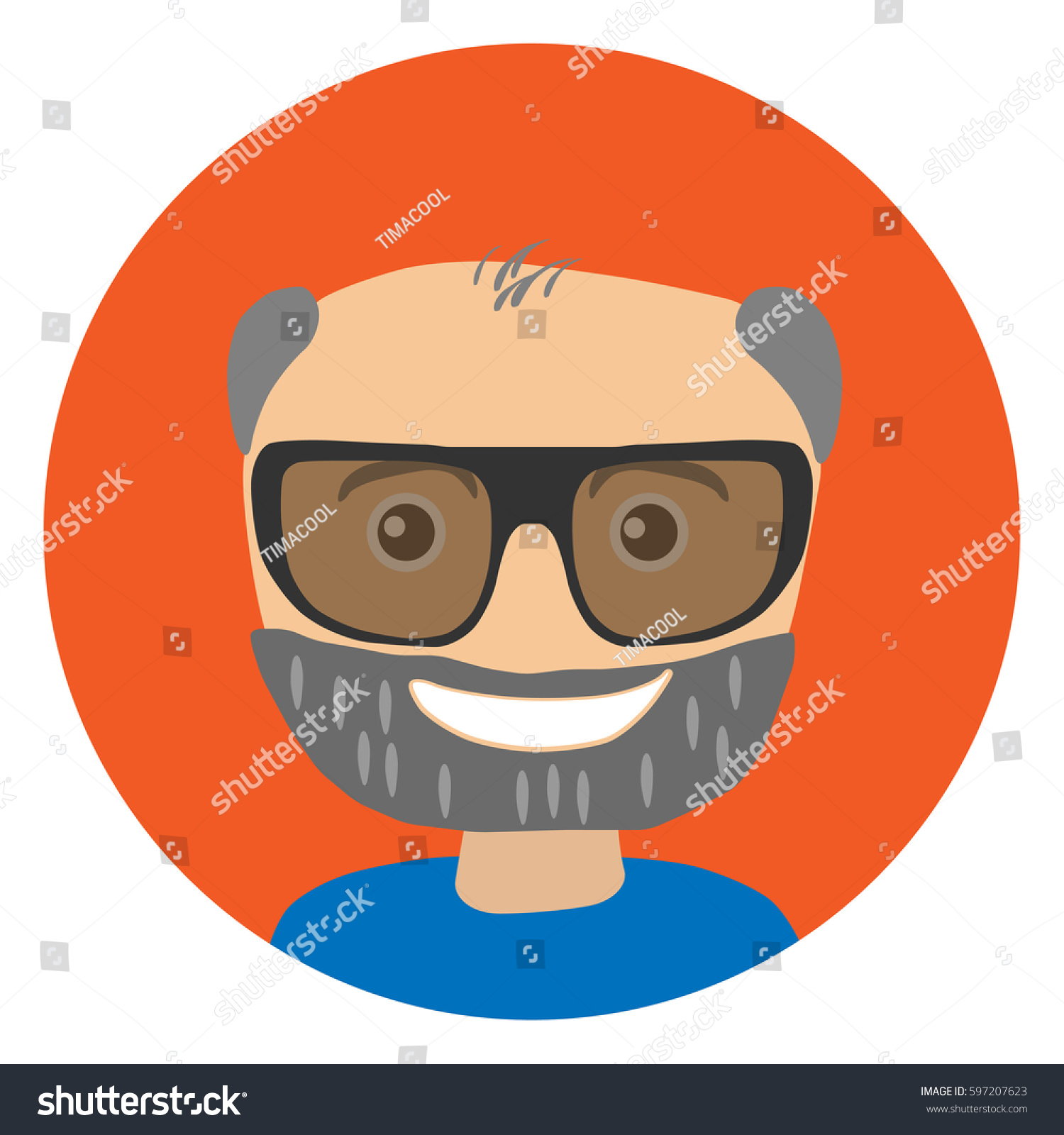 Bald Man Beard Vector Illustration Flat Stock Vector (Royalty Free ...