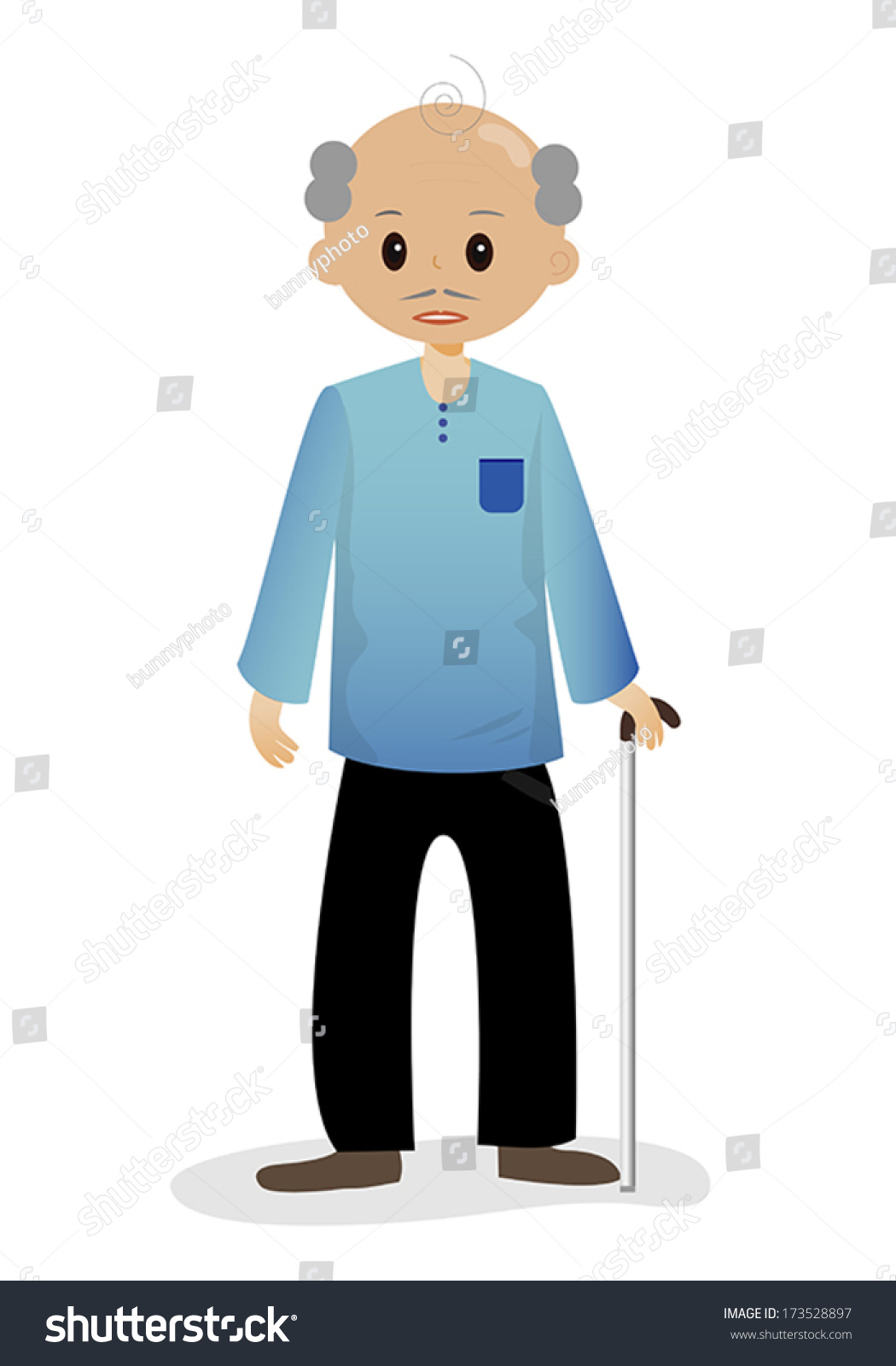 Bald Man Walking Stick Vector Stock Vector (Royalty Free) 173528897 ...