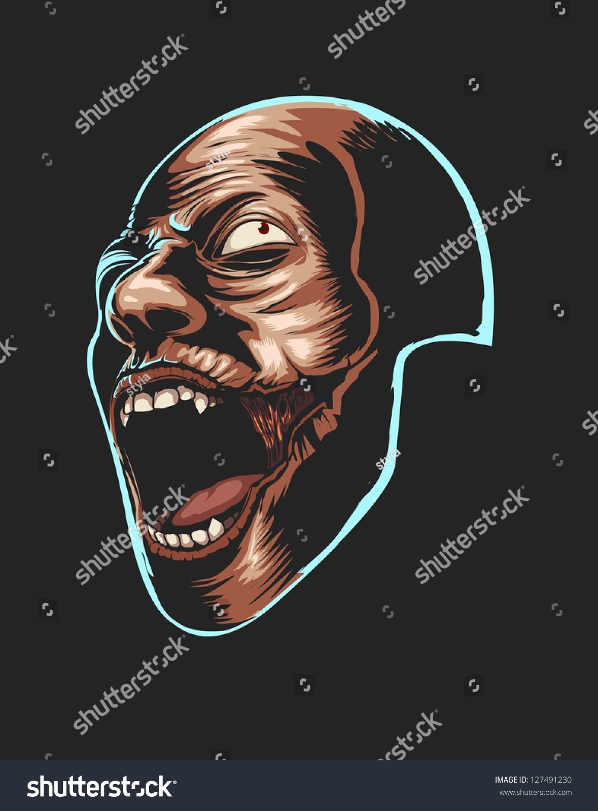Bald Zombie Vector Stock Vector (Royalty Free) 127491230