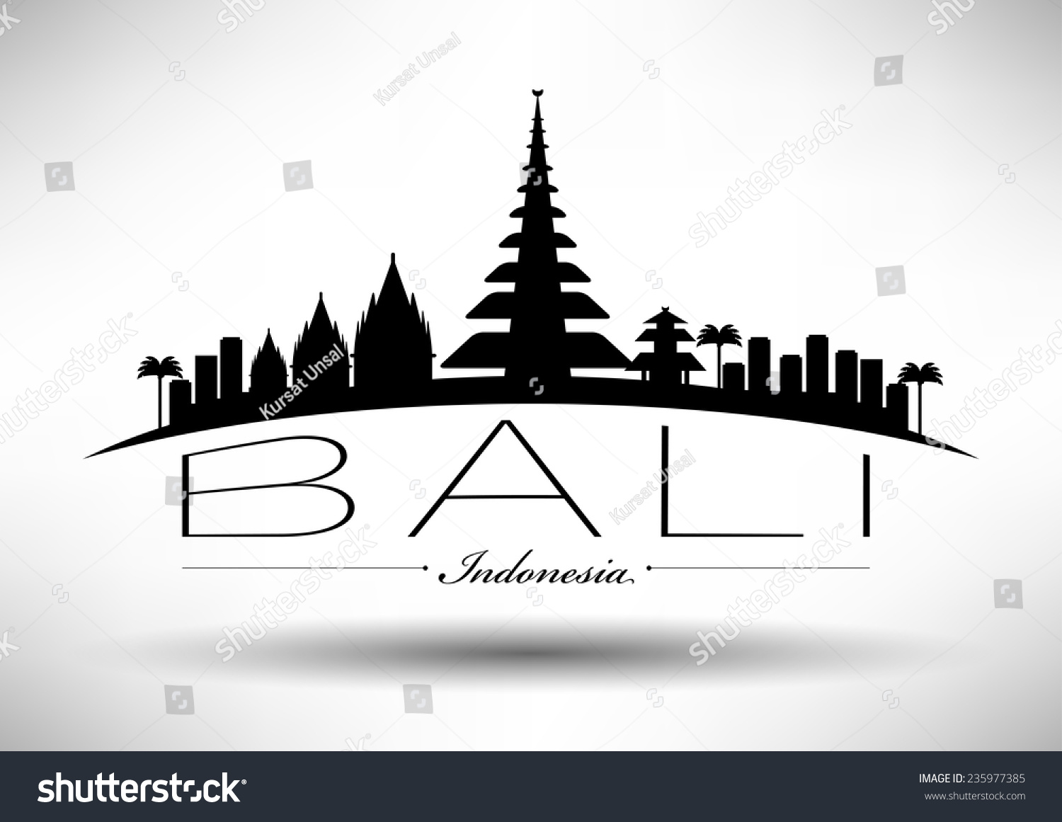 Bali Skyline Typography Design Stock Vector (Royalty Free) 235977385