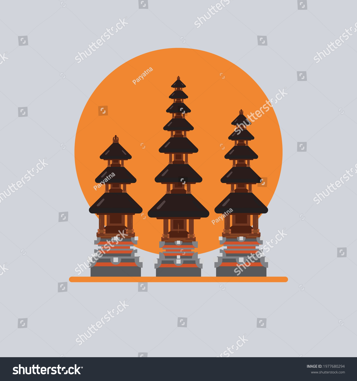 Balinese Temple Icon Building Vector Stock Vector (Royalty Free) 1977680294