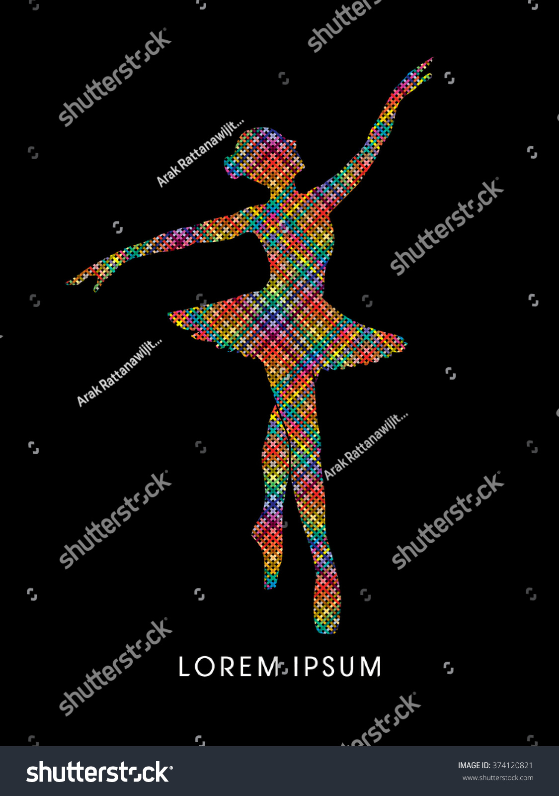 「Ballet Dance Designed Using Colorful Pixels」のベクター画像素材（ロイヤリティフリー ...