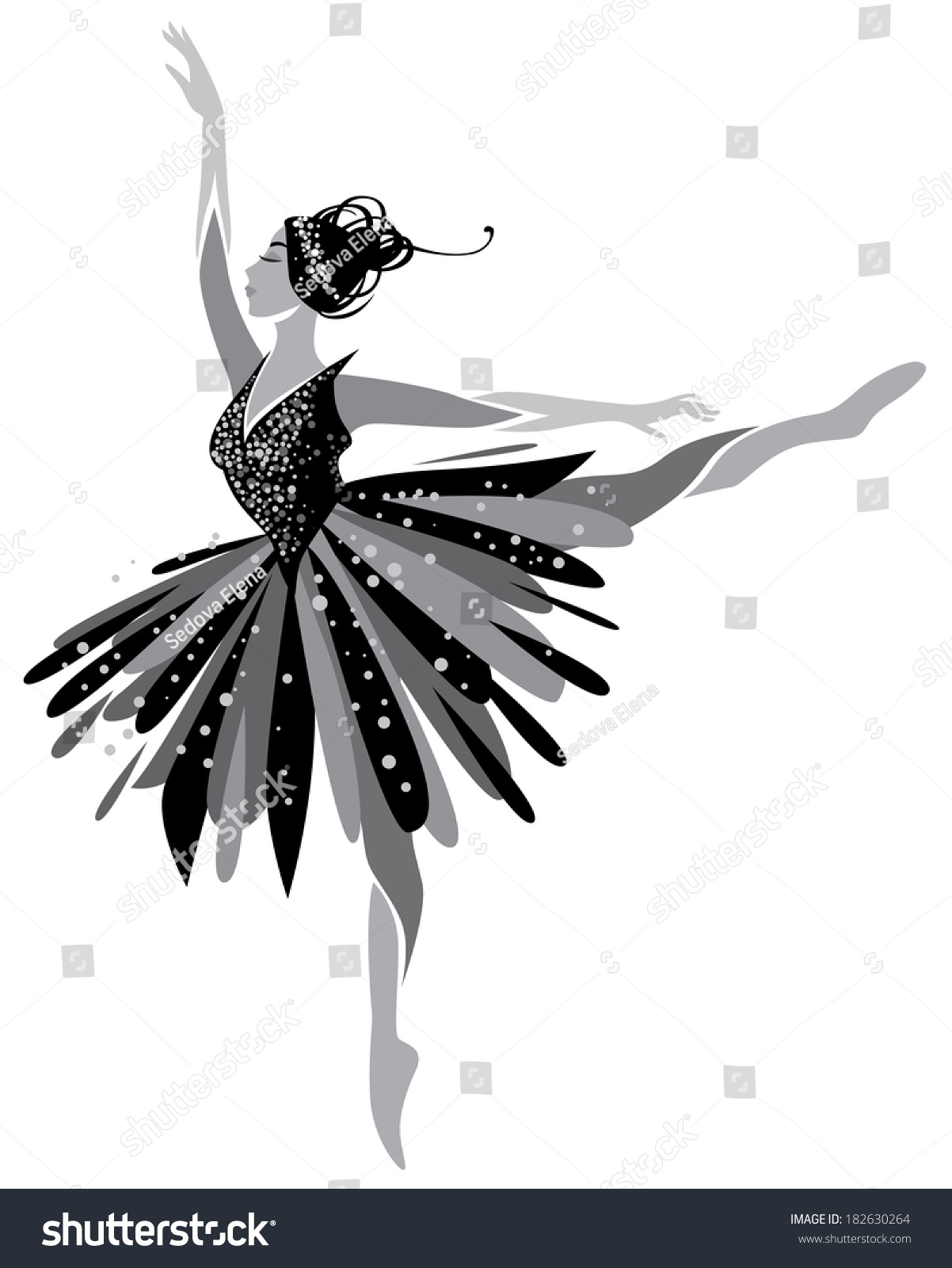 Ballet Dancer Ballerina Stock Vector (Royalty Free) 182630264 ...