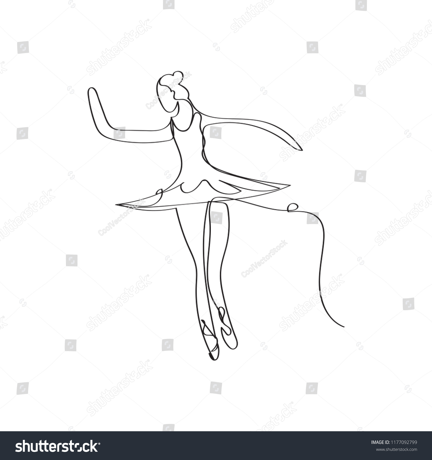 Ballet Dancer Continuous Line Drawing Style Stock Vector (Royalty Free ...