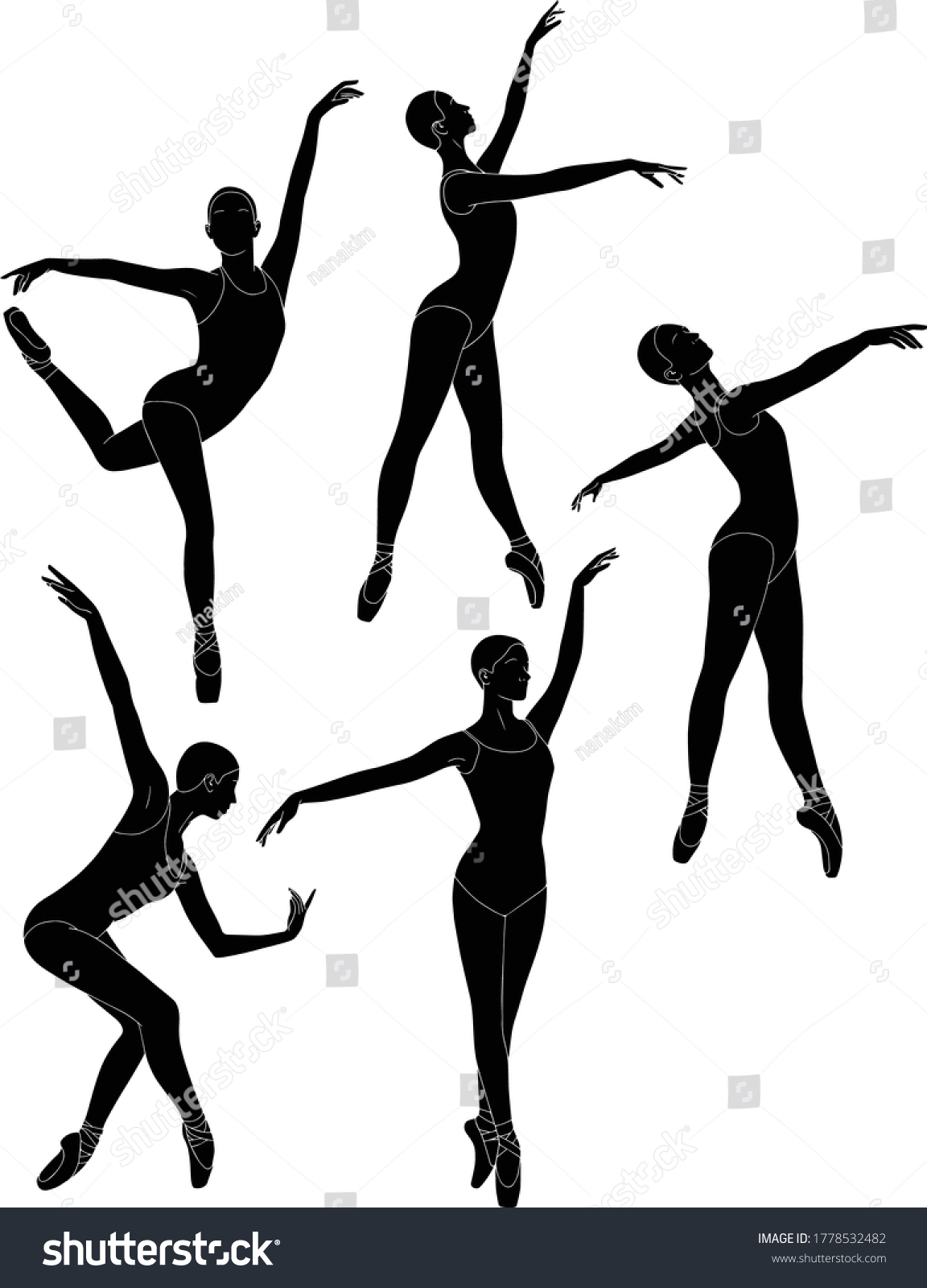 Ballet Posture Digital Line Drawing Stock Vector (Royalty Free ...