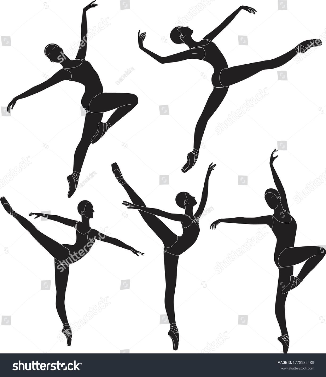 Ballet Posture Digital Line Drawing: เวกเตอร์สต็อก (ปลอดค่าลิขสิทธิ์ ...