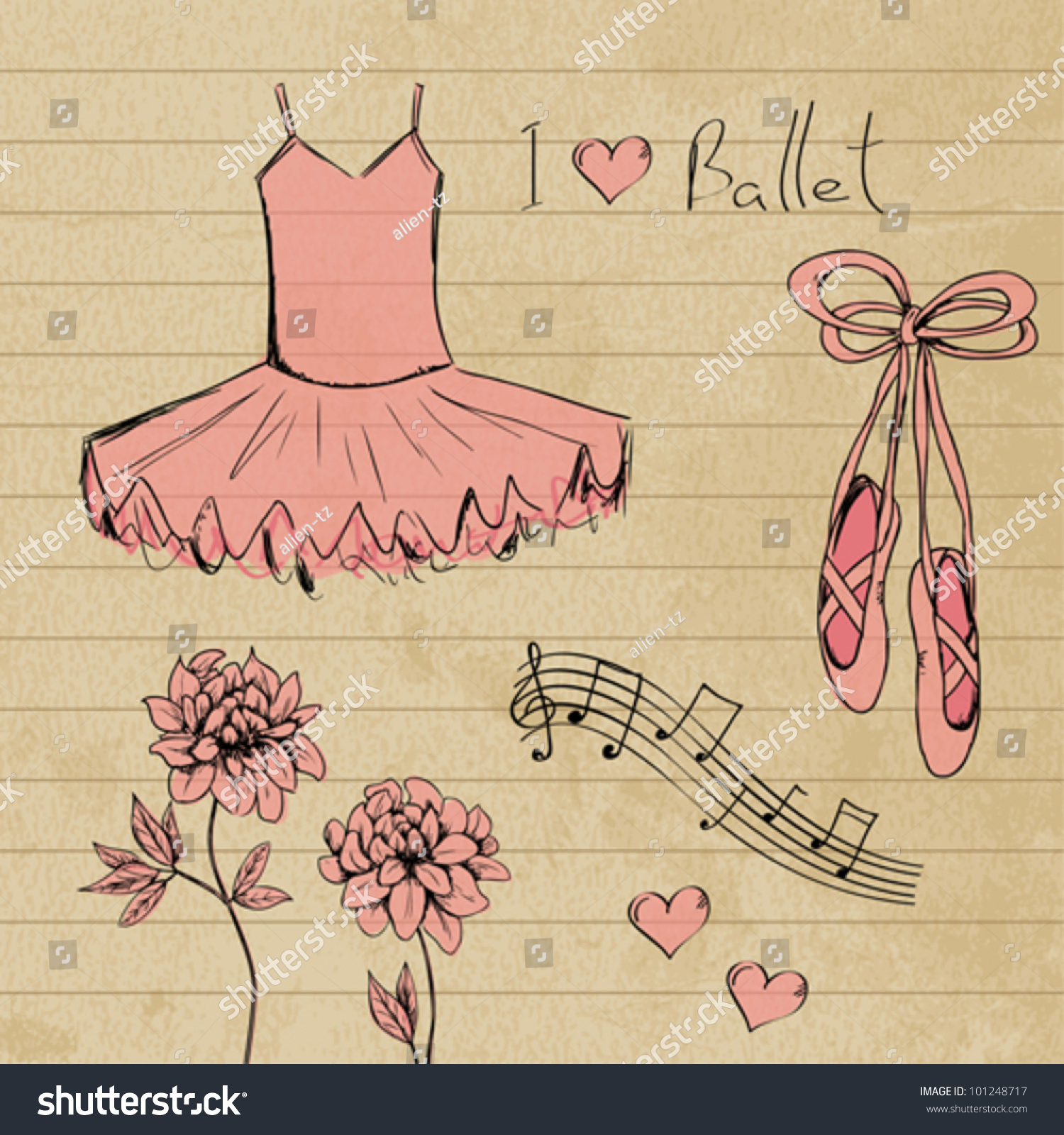 Ballet Set Doodles Stock Vector 101248717 - Shutterstock