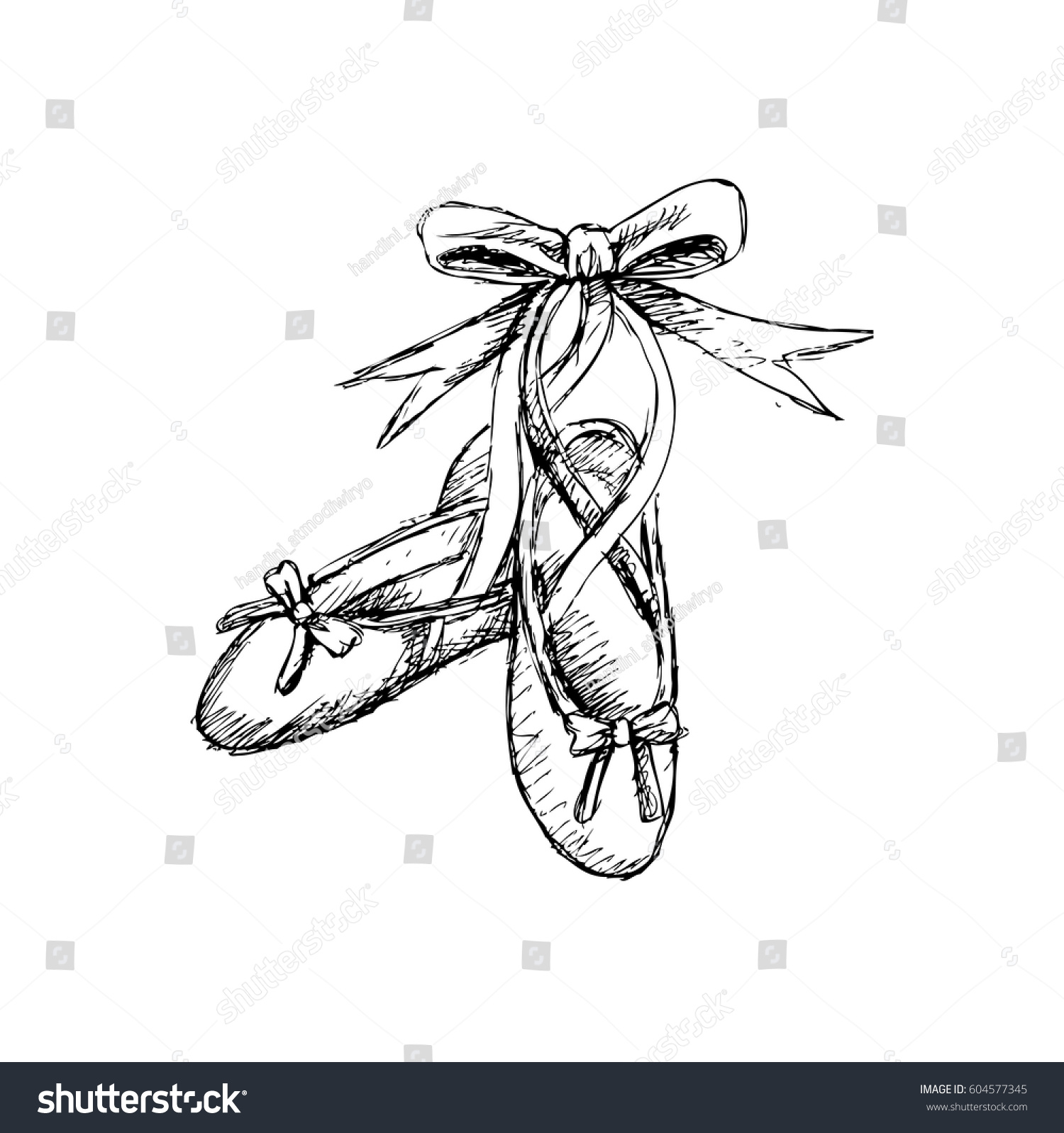 Ballet Shoes Doodle Stock Vector (Royalty Free) 604577345