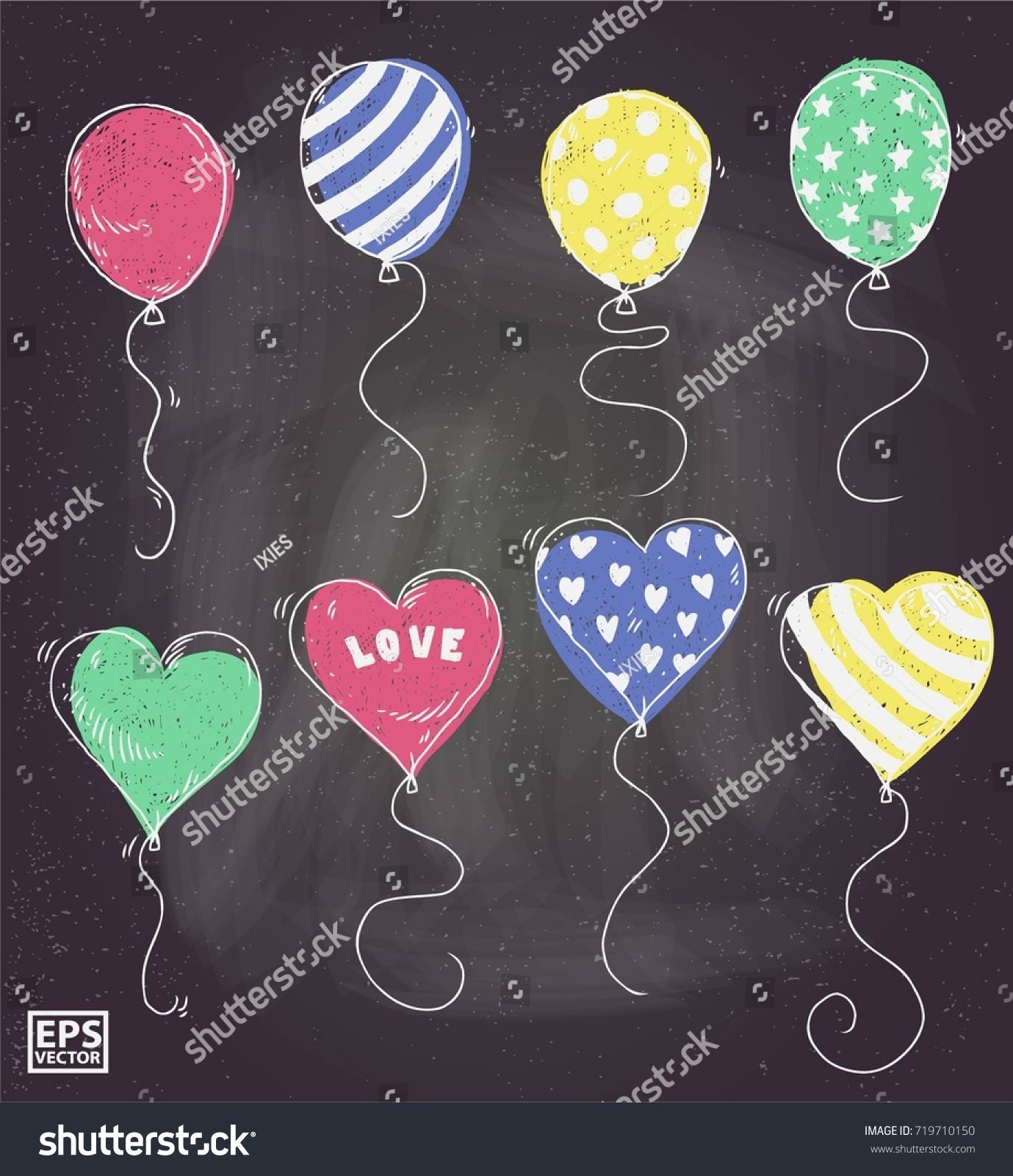 Balloon Doodle Chalk Stock Vector (Royalty Free) 719710150 | Shutterstock