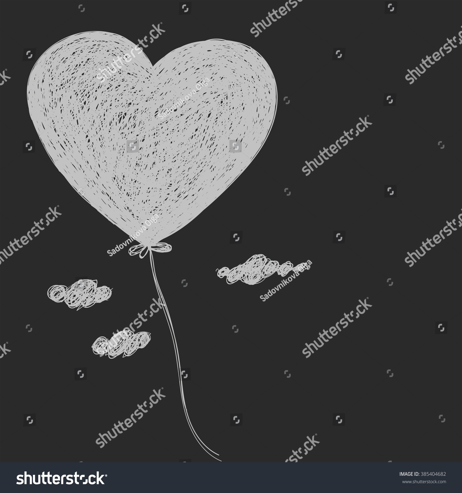 Balloon Heart Hand Drawing Stock Vector (Royalty Free) 385404682