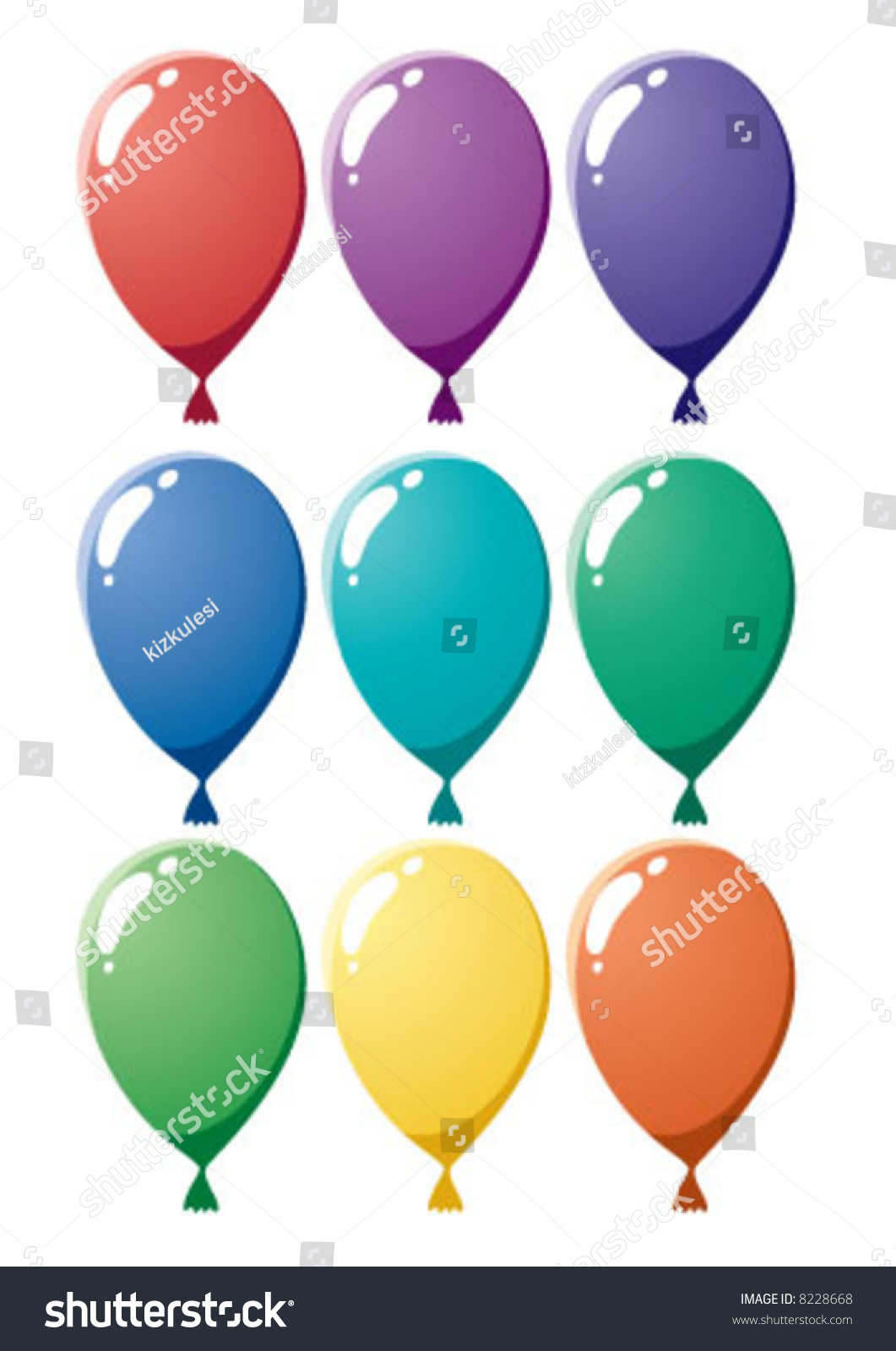 Balloons Nine Different Color Stock Vector 8228668 - Shutterstock
