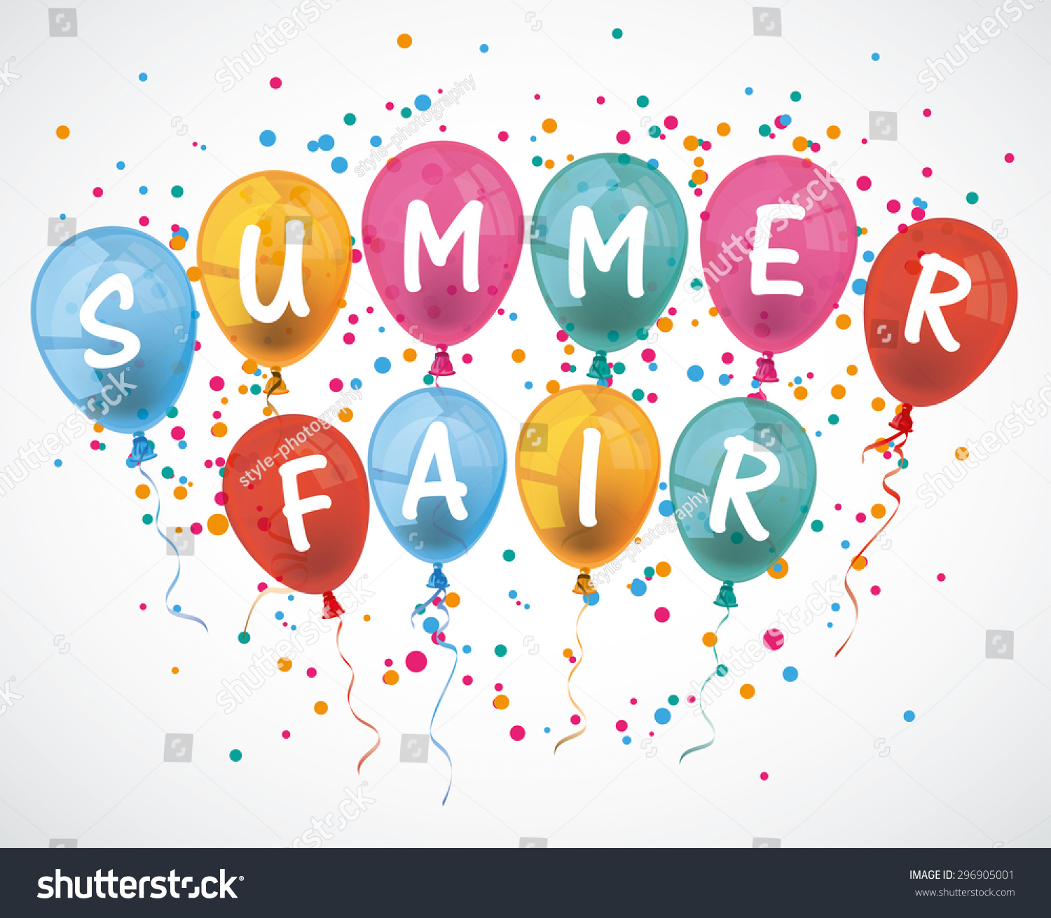 Balloons Text Summer Fair Eps 10 Stock Vector (Royalty Free) 296905001