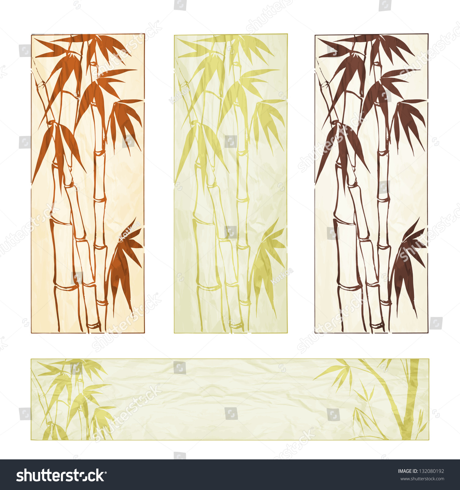 Bamboo Banner Set Stock Vector 132080192 - Shutterstock
