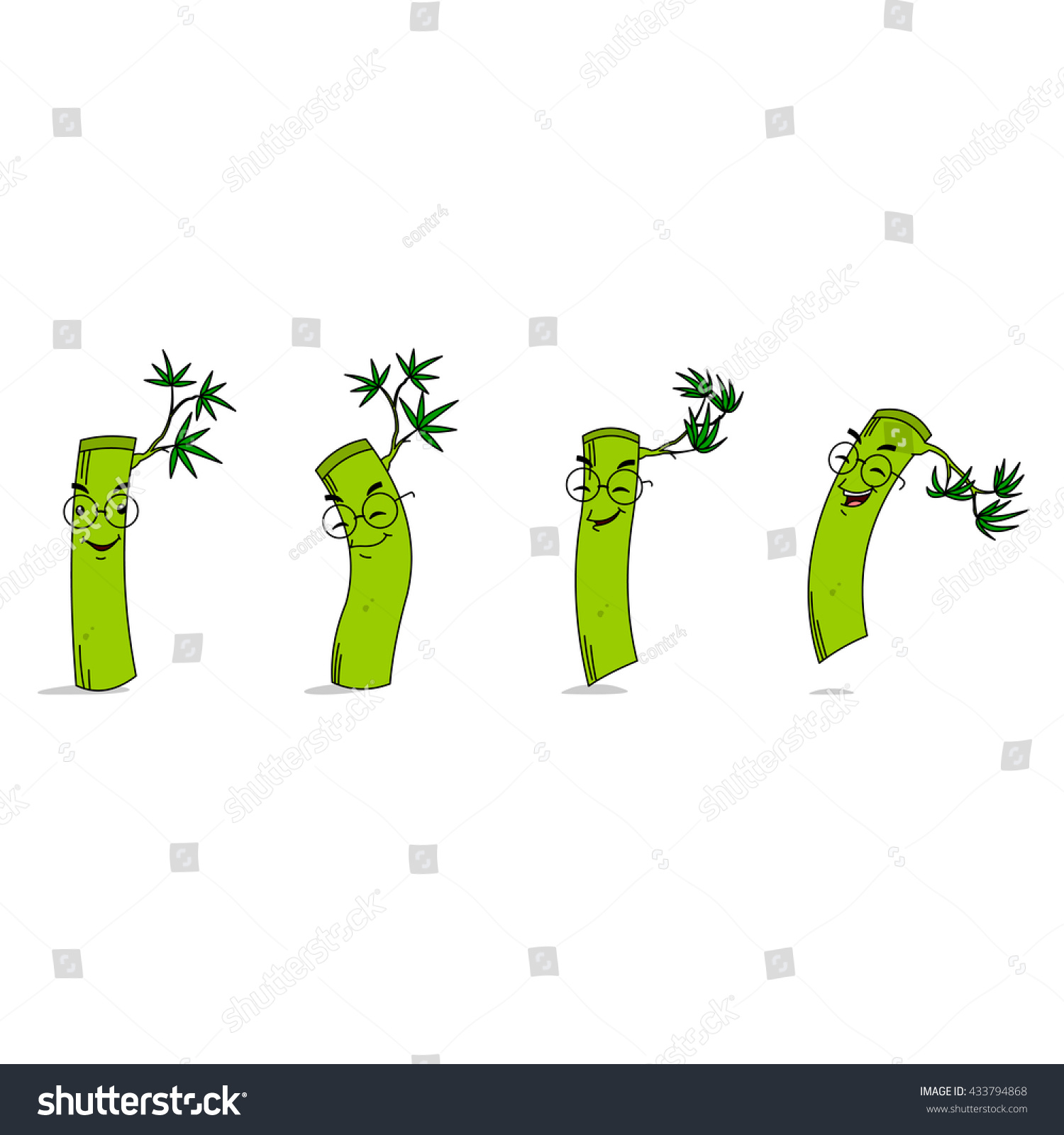 Bamboo Cartoon Animation Set Stock Vector (Royalty Free) 433794868 ...