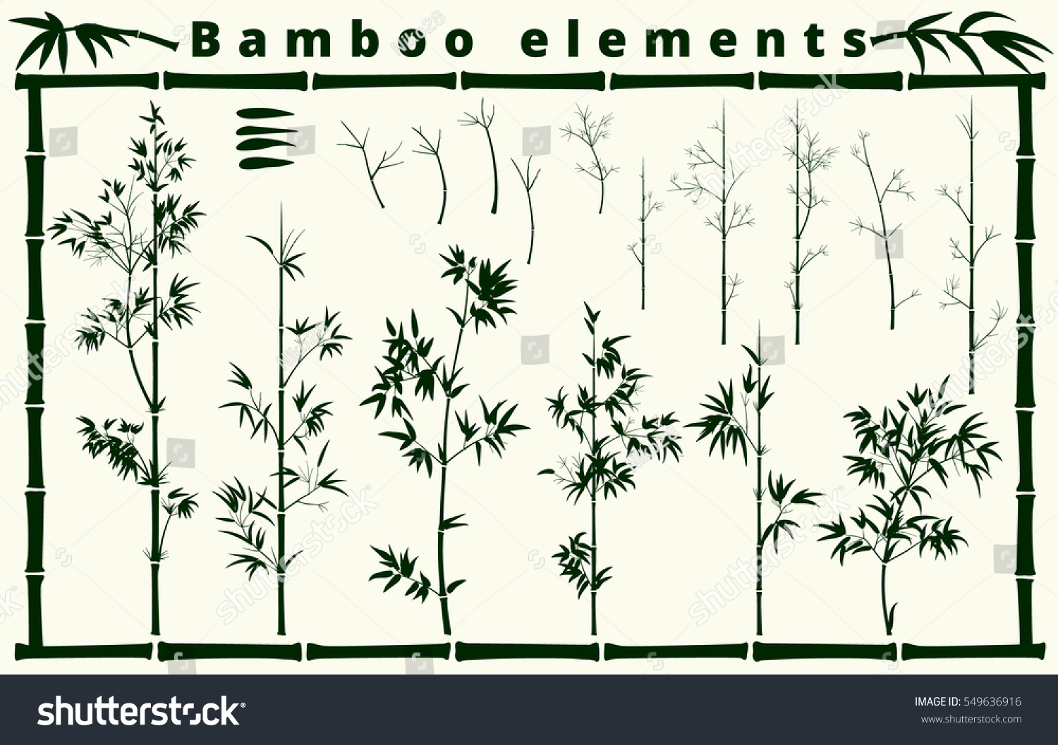 Bamboo Elements Collection On White Background Stock Vector (Royalty ...
