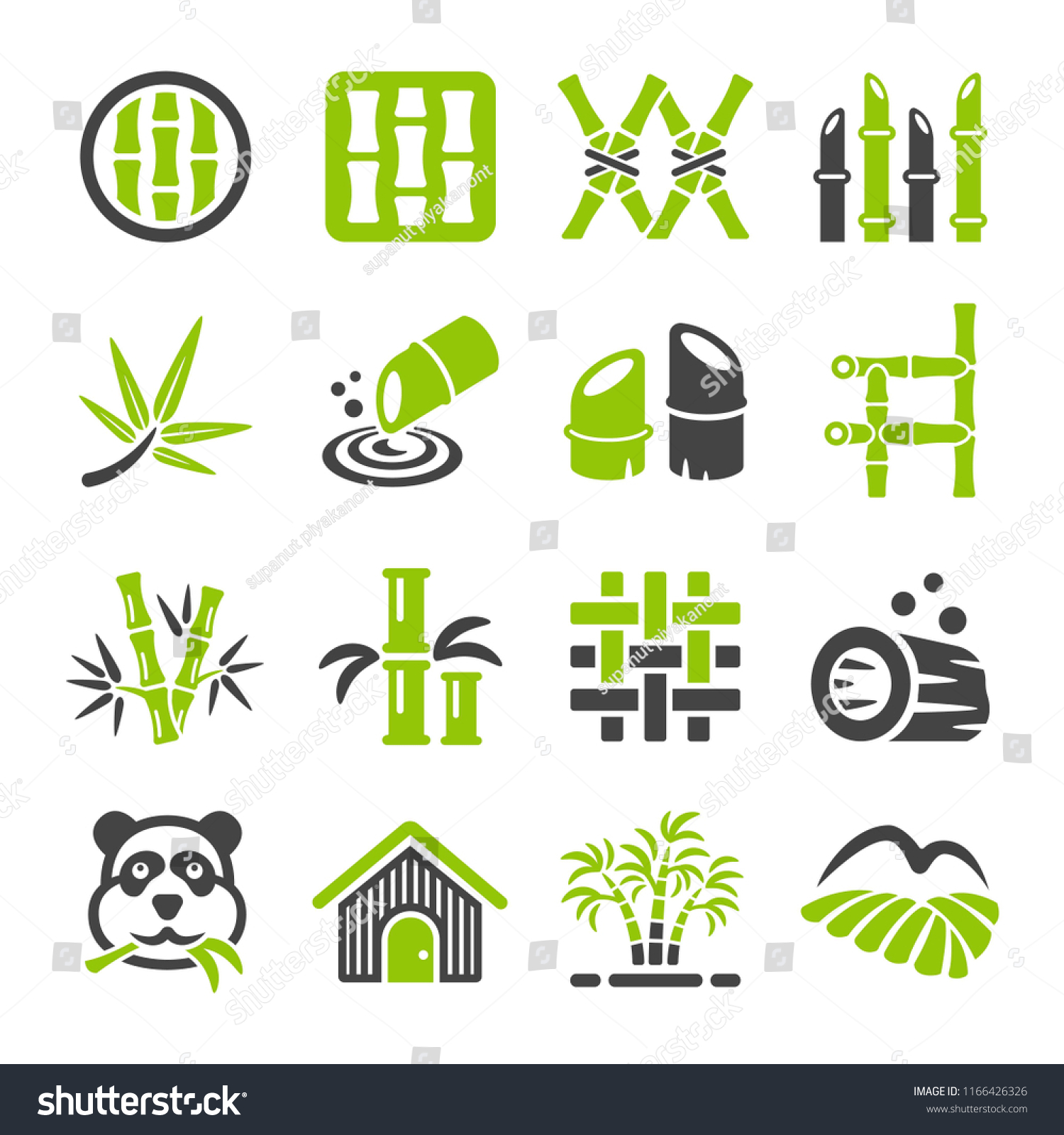 Bamboo Icon Set Stock Vector (Royalty Free) 1166426326