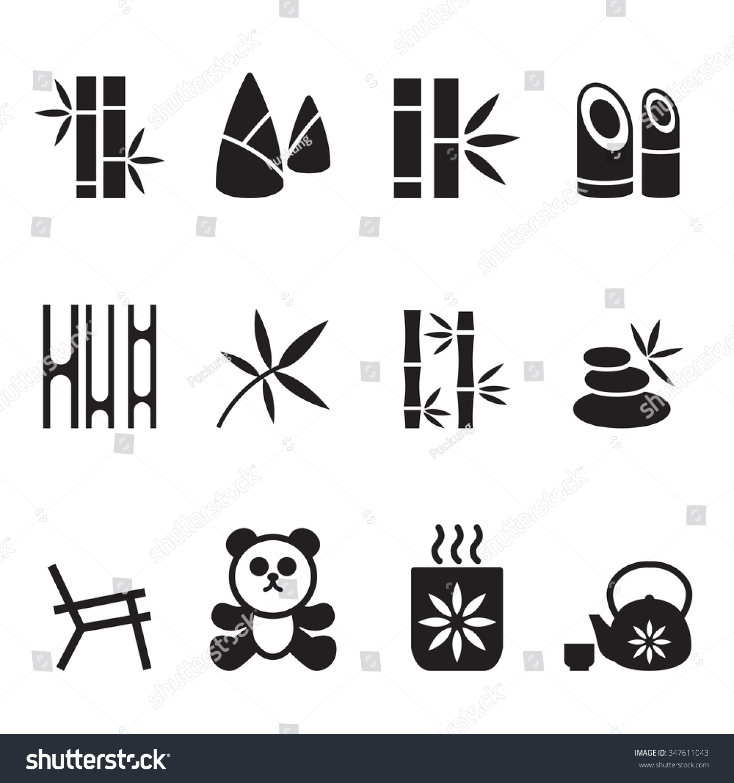 Bamboo Icons Set Vector Stock Vector (Royalty Free) 347611043