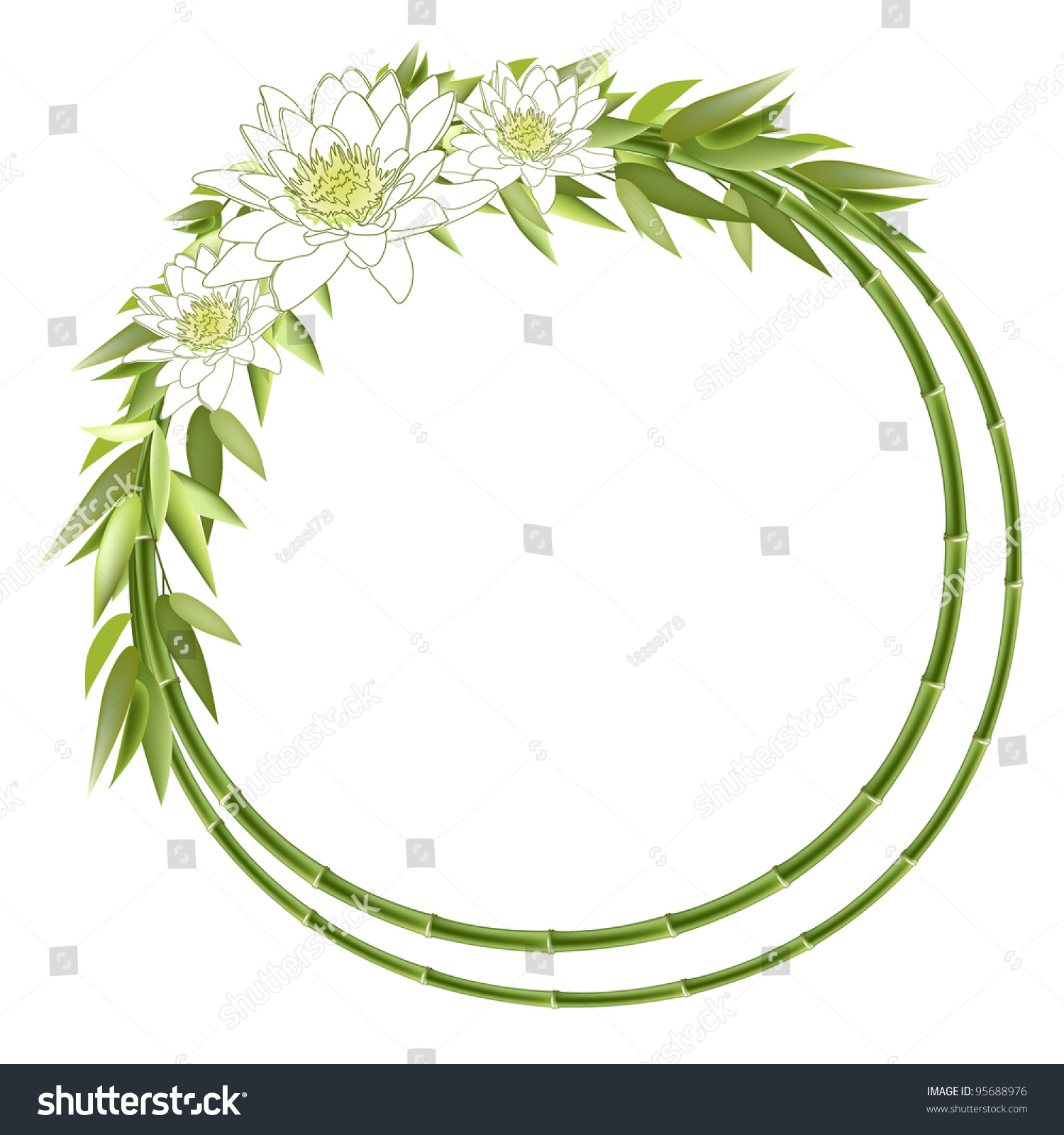 Bamboo Round Frame Lilly Flowers Vector Stock Vector (Royalty Free ...