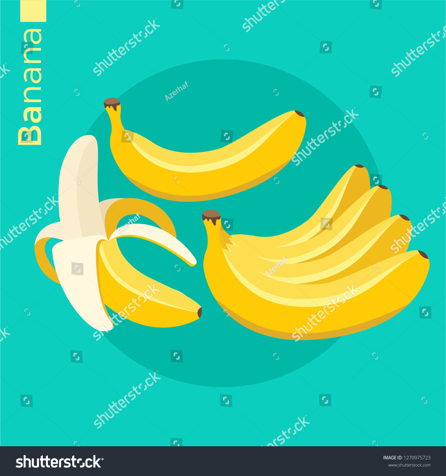 Banana Fruit Vector Flat Style Stock Vector (Royalty Free) 1270975723 ...