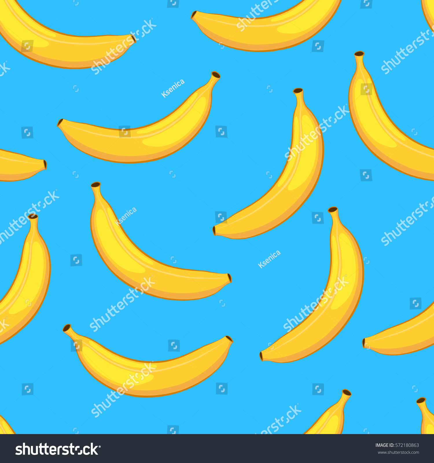 Bananas On Blue Background Seamless Pattern Stock Vector (Royalty Free ...