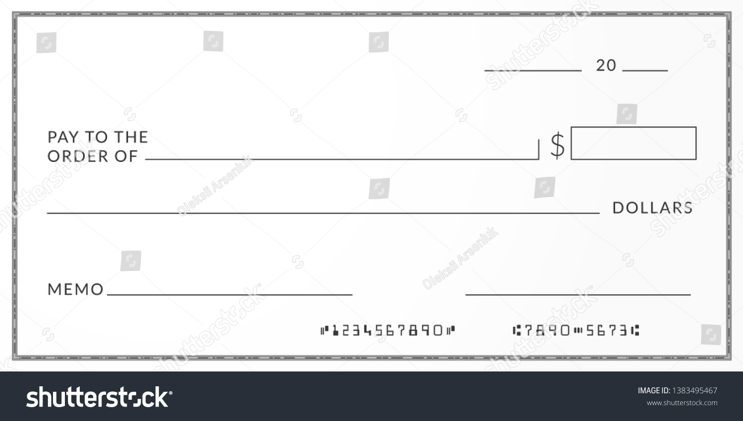 Bank Check Template Checkbook Page Background庫存向量圖（免版稅）1383495467 ...
