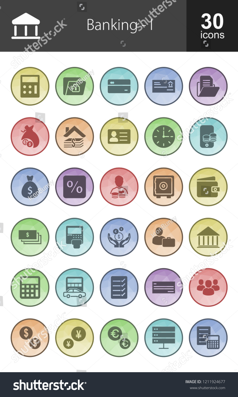 Banking Filled Low Poly Icons Stock Vector (Royalty Free) 1211924677 ...