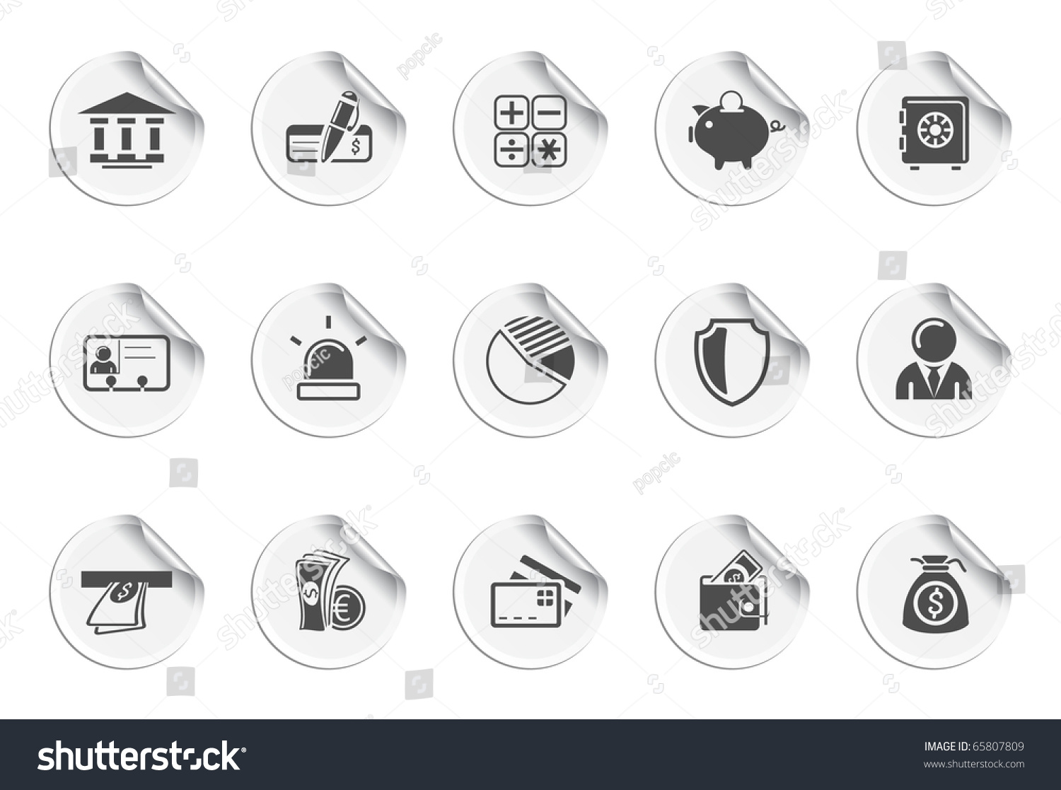 Banking Icons Stickers Stock Vector (Royalty Free) 65807809 | Shutterstock
