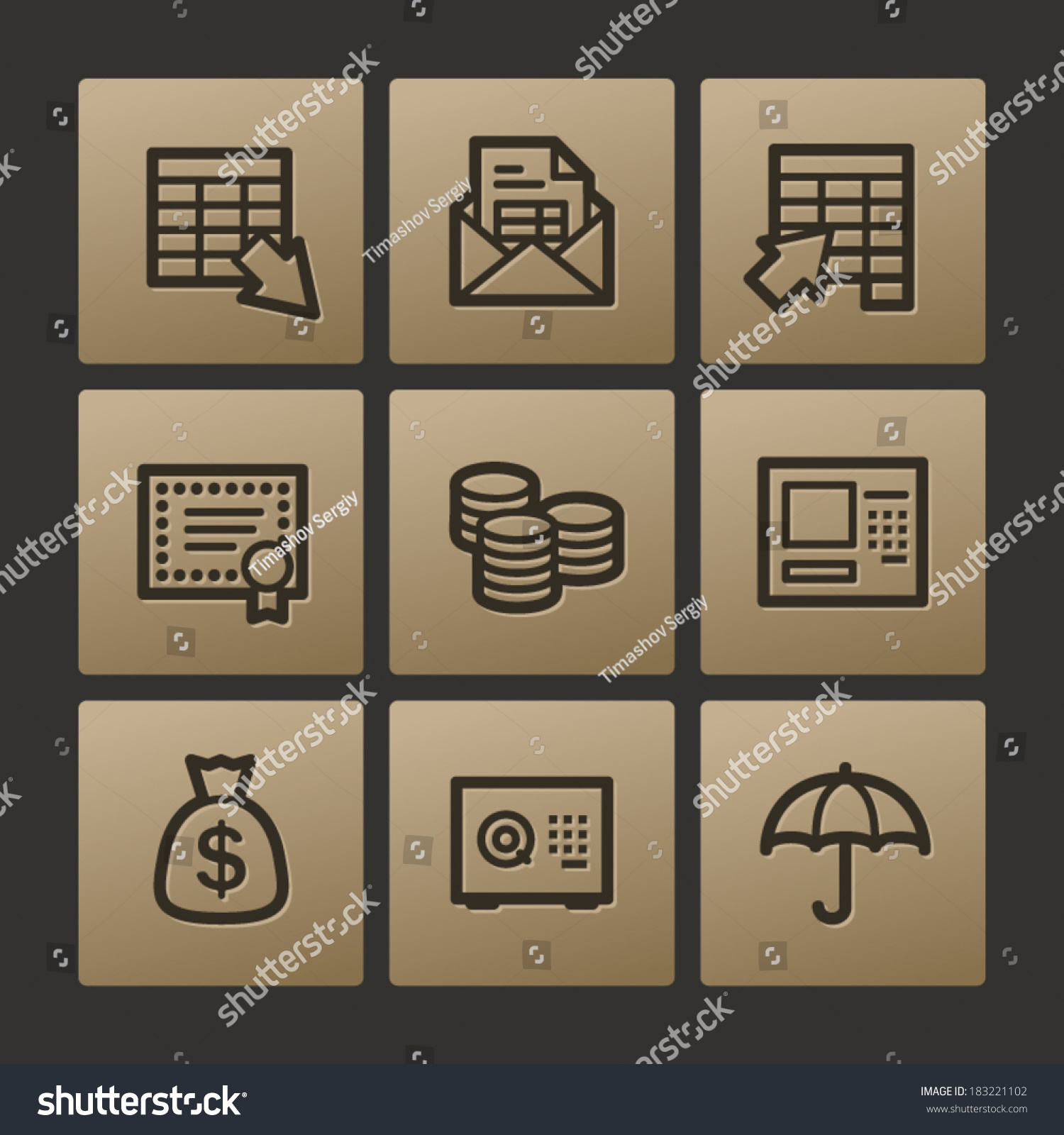 Banking Web Icons Buttons Set Stock Vector (Royalty Free) 183221102